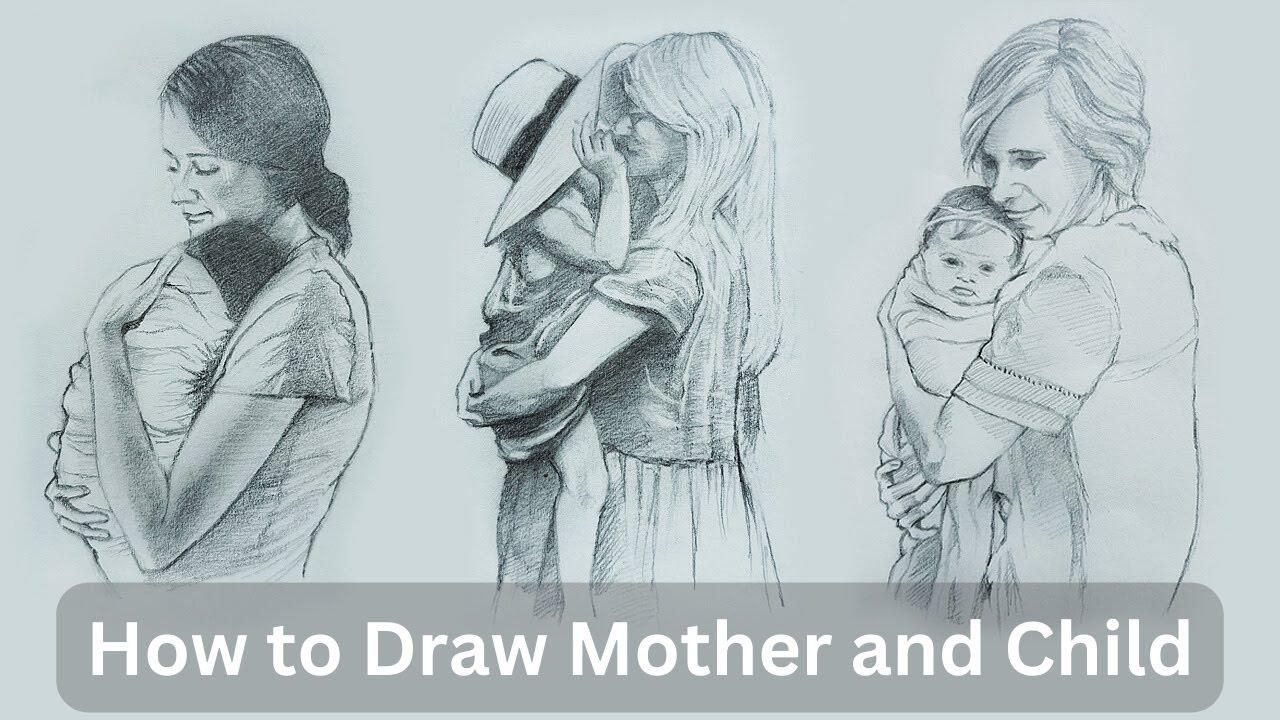 Freehand Sketch Practice for Beginners | Mother and Child Drawing ...