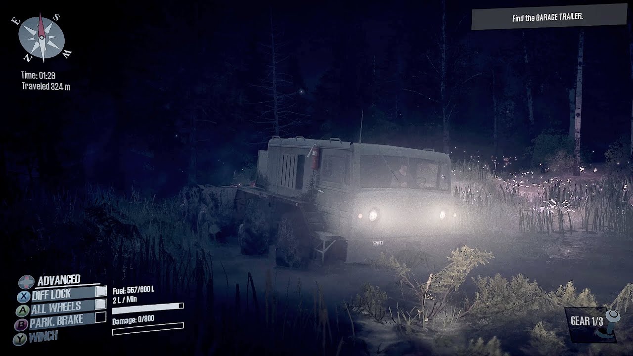Spintires: MudRunner | Night Safari | Swamp Quick Challenge | Find Fluorescent Flowers | 3 Stars ...