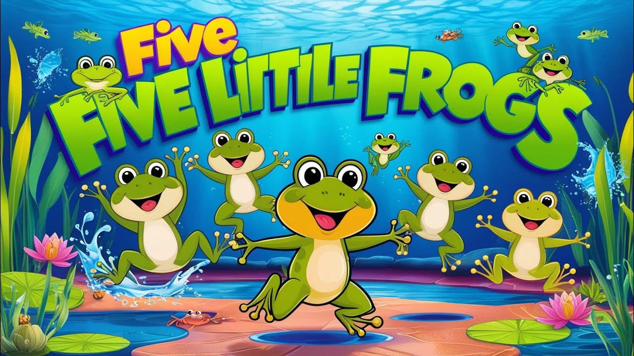 "🎶 Five Little Frogs Jumping in Sync! 🐸 Fun & Catchy Nursery Rhyme for ...