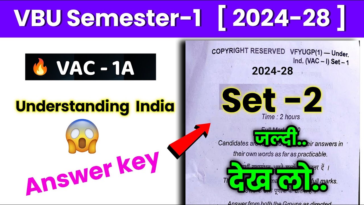 😭Set-2 Understanding India Answer key| vbu Semester 1 understanding ...