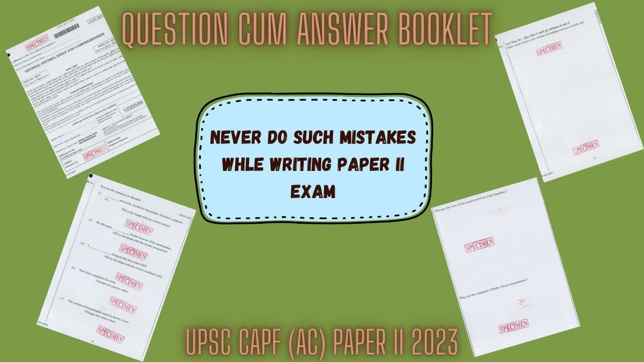 3. Question Cum Answer Booklet CAPF Paper II 2023 - YouTube
