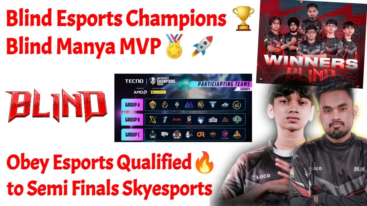 Blind Esports Champions🏆 | No Competition 😱 | Manya MVP | Obey Esports ...