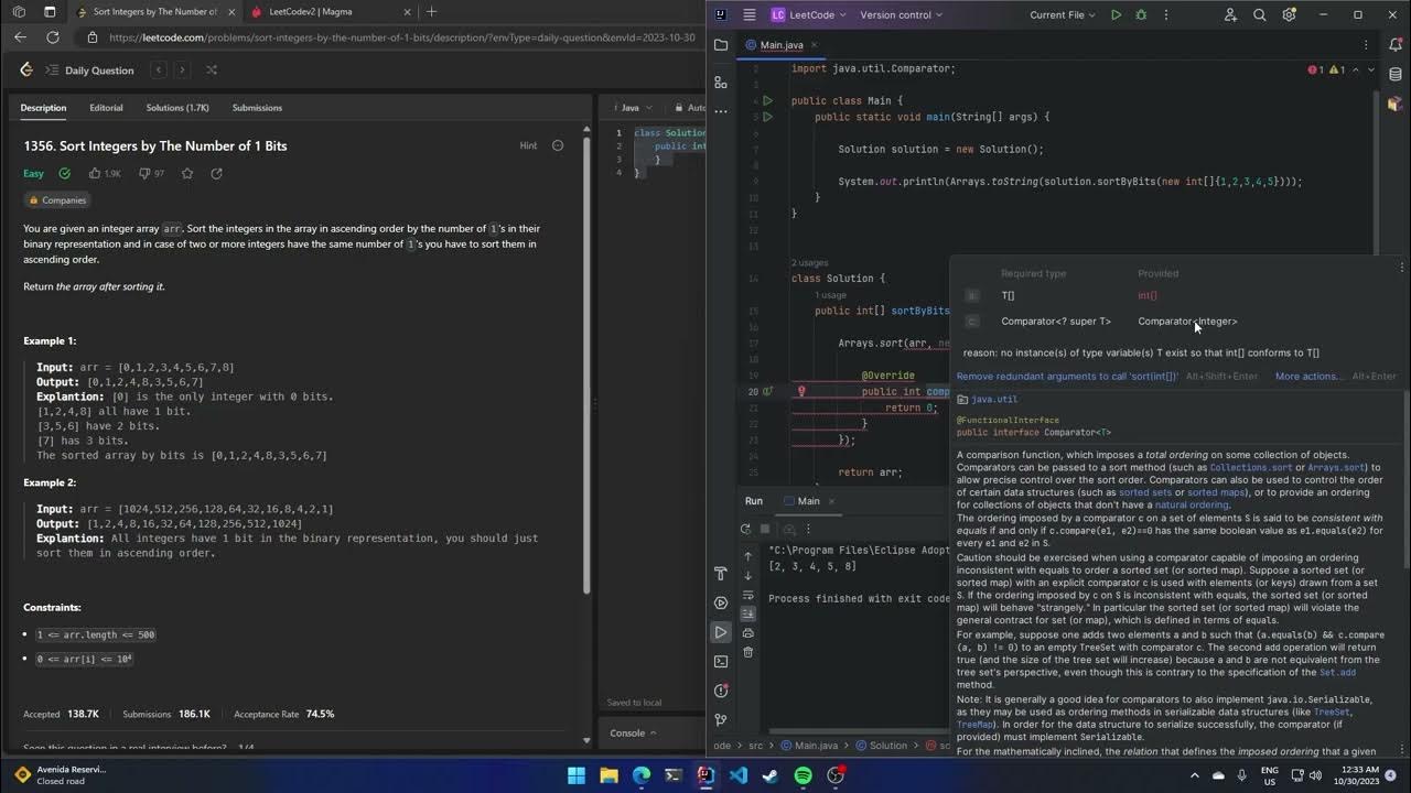 Java Leetcode 1356 Sort Integers By The Number Of 1 Bits Youtube