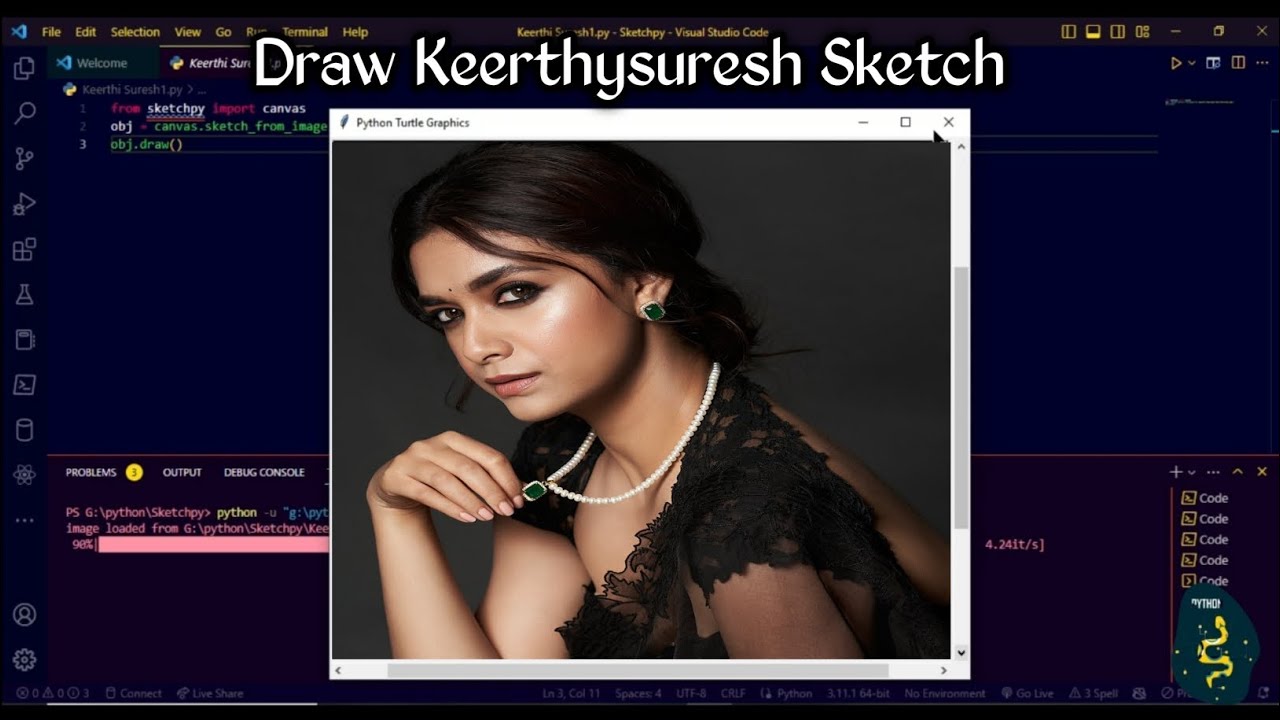 Draw Keerthysuresh Sketch Using Python Code | Python Programming Hub - YouTube
