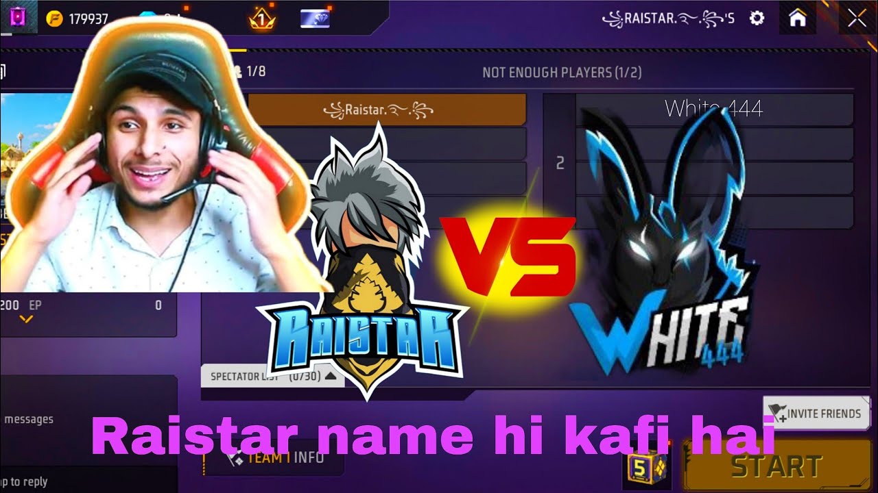 #Raistar name hi kafi hai🔥 raistar vs white 444 1v1 custom gameplay 🔥 ...