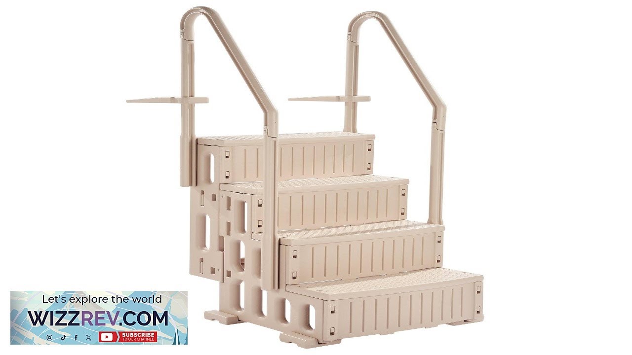 4-Step Taupe Pool Ladder of Double Handrails Supports 400 lb for 48-54 ...