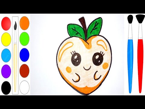 Cute Peach 🍑 Drawing Step By Step | Peach Drawing For Kids | Fruits ...