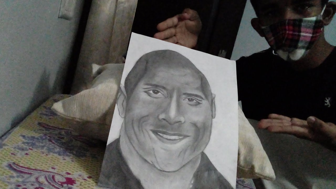 the rock(how to draw the rock)time laps - YouTube