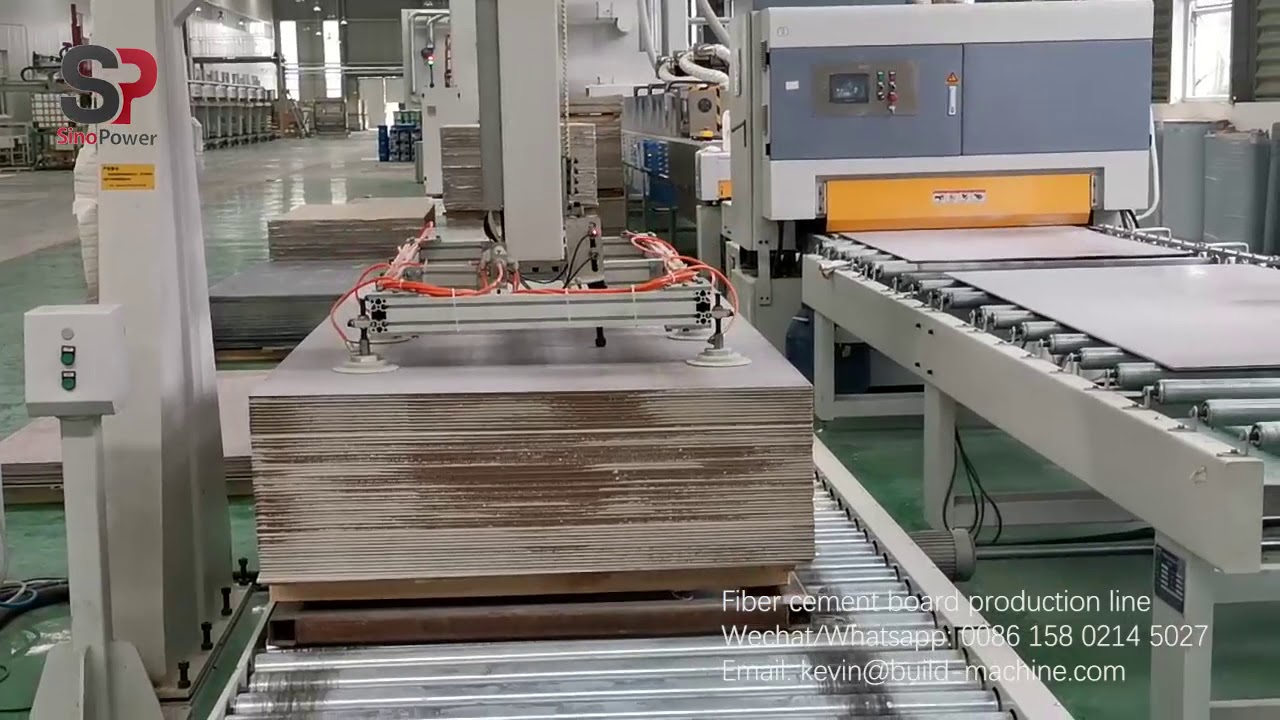 Calcium silicate board making machinery destacking 2 - YouTube