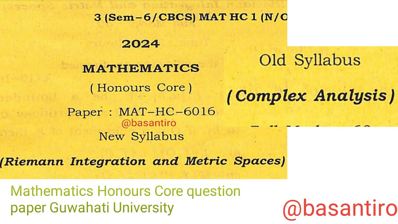 BSc 6th semester mathematics Honours core question paper HC 1 Guwahati ...