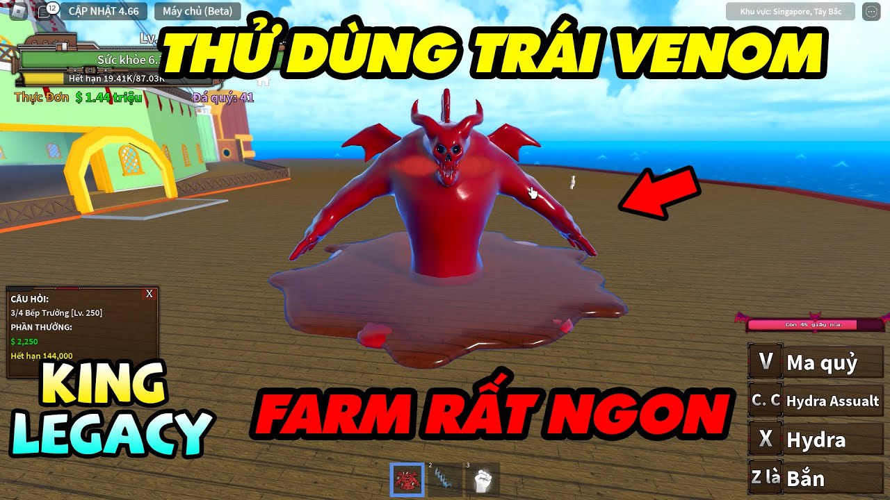 Thử Dùng Trái Ác Quỷ Venom Farm Khá Ngon || King Legacy - YouTube