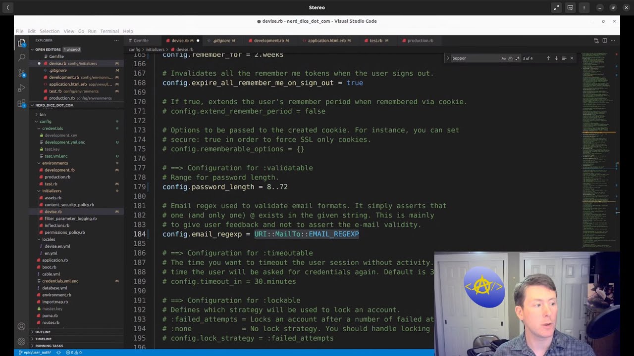 Configure Devise Settings And Add Environment Specific Rails Credentials Youtube 1151
