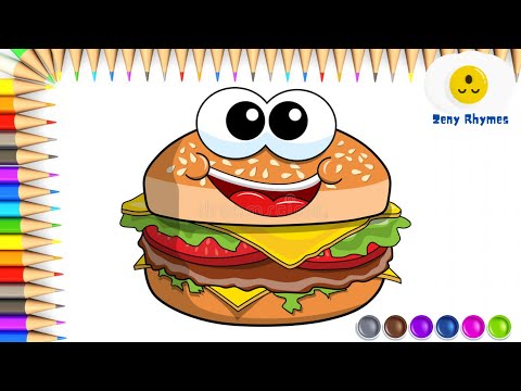 How to draw a Burger step by step | Easy Burger Drawing | Burger ...