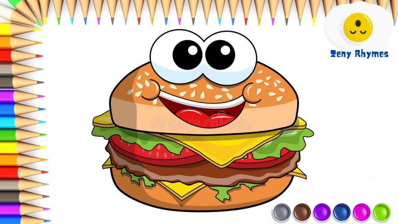 How to draw a Burger step by step | Easy Burger Drawing | Burger ...