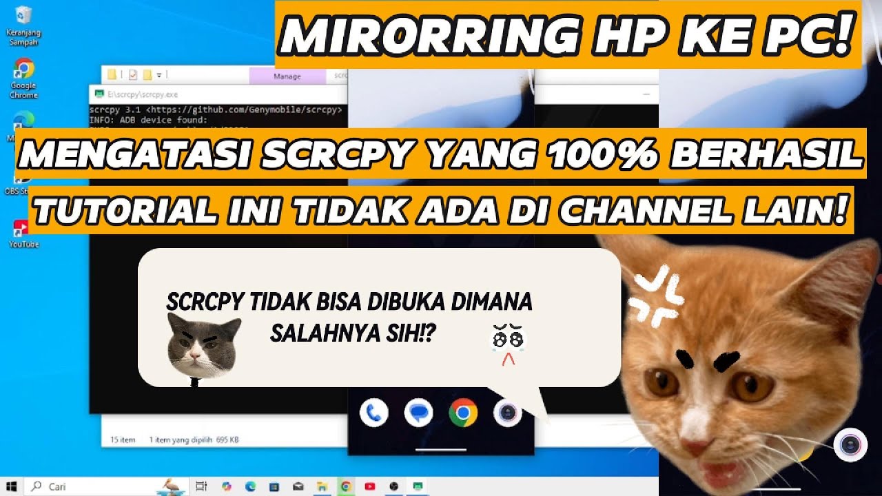 Cara mengatasi scrcpy yang tidak bisa dibuka / ERROR!!! II Mirroring hp ke pc menggunakan scrcpy ...