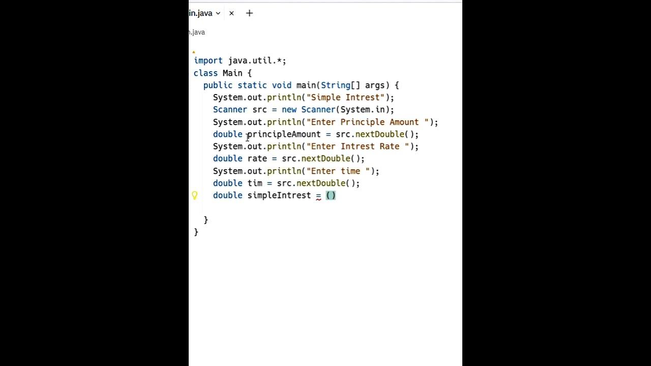 Simple Intrest Java Code Java Simpleintrest Javaprogramming Youtube