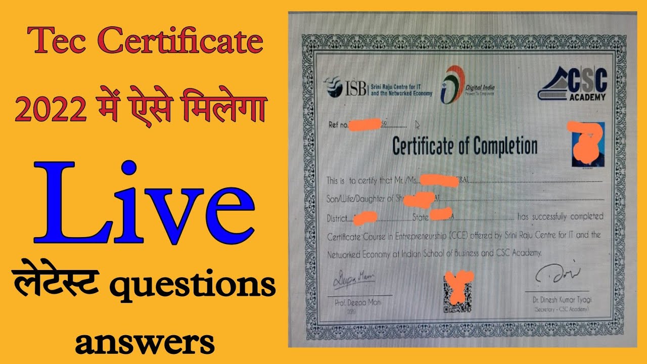 CSC certificate exam 2024। CSC tec online exam। tec live exam questions ...