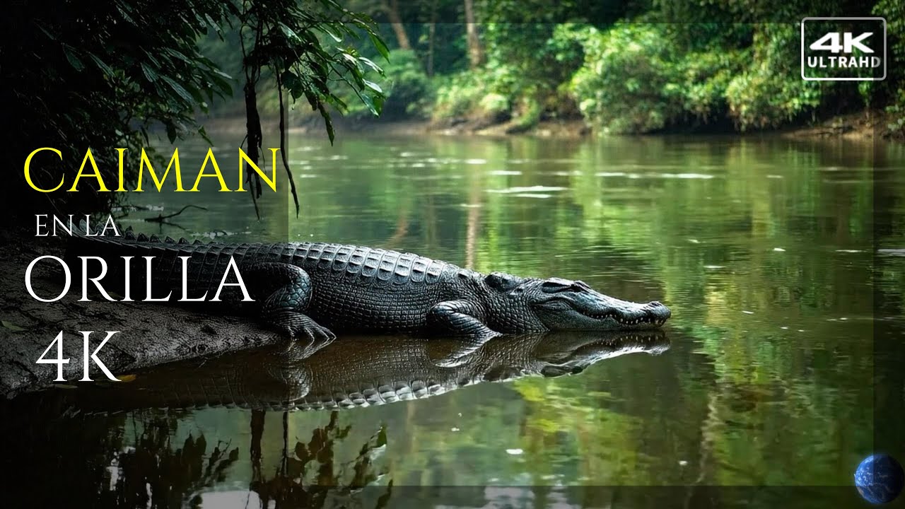 🐊 Caimán Descansando en la Orilla del Río | Escena Relajante en 4K ...
