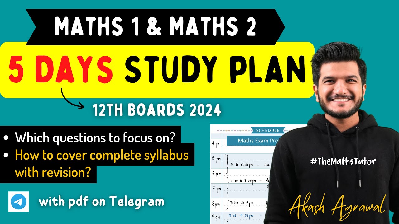 5 Days Maths Study Plan Maths 1 & 2 | HSC Commerce 2024 | Class 12th ...