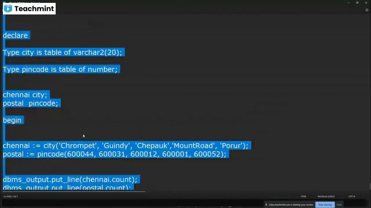 Day 7 Oracle Collections Nested Tables And Cursor In Plsql Youtube