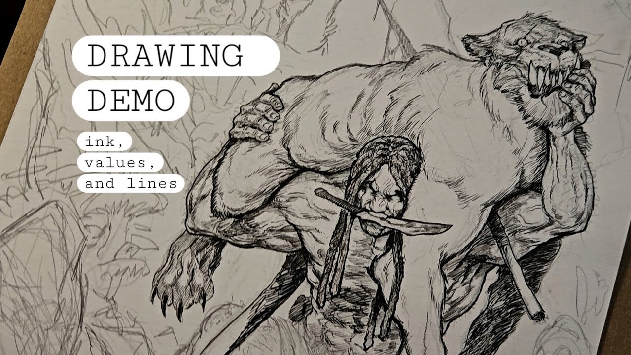 TARAZAN INK DRAWING DEMO : tips on shading, line weights, shadows, and ...