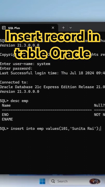 Insert row in Oracle #shortsfeed #viral #trending #oracle #sql #coding #database #youtubeshorts ...