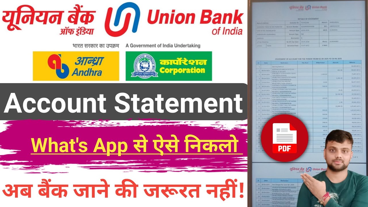 Union Bank Of India Whatsapp Banking Statement Download|Union Bank Ka ...