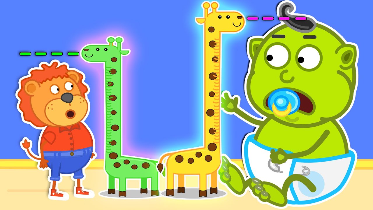 Lion Family 🍒 Growth Measurement. Baby Wants to be Taller | Cartoon for ...