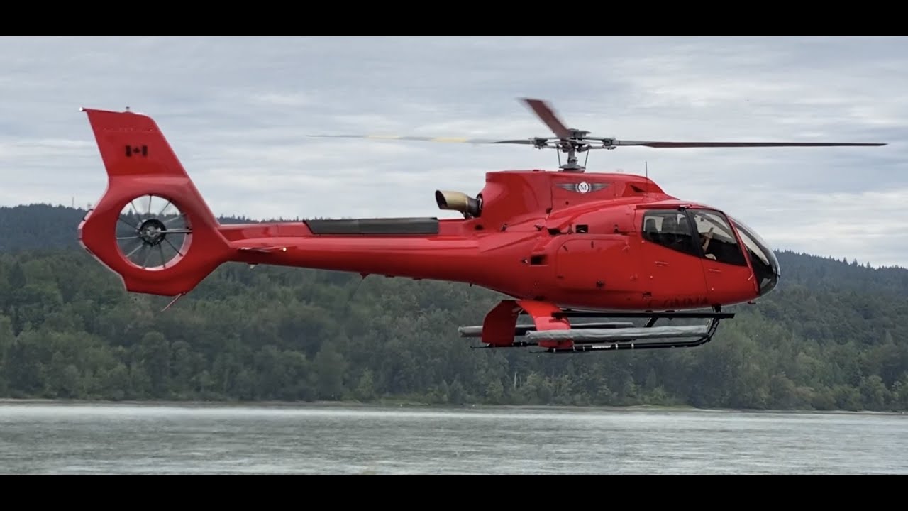 Airbus Eurocopter EC130 Helicopter Landing Fort Langley Airport - YouTube