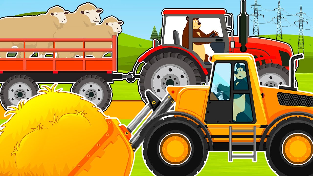 Red Tractor On Farm: Transporting and Caring for Sheep | Vehicles Farm ...