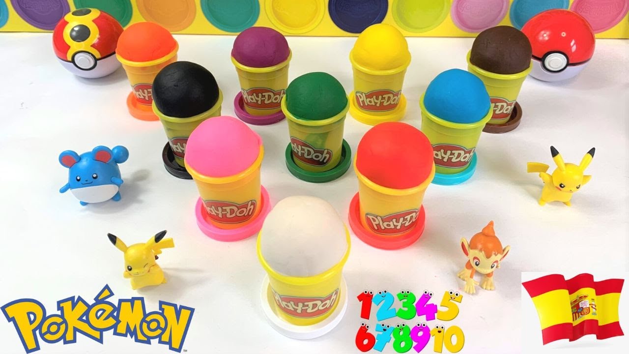 Encuentra los POKEMON! 10 Pelotas de Play Doh - Aprende los NUMEROS Y ...