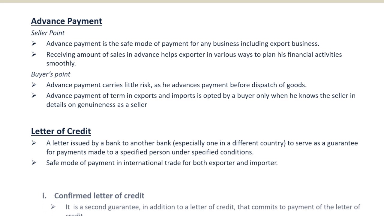 Export Terms of Payment - YouTube