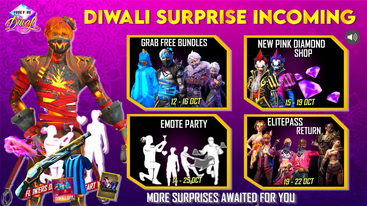 DIWALI SURPRISE INCOMING FREE REWARDS |FREE FIRE NEW EVENT |FF DIWALI ...