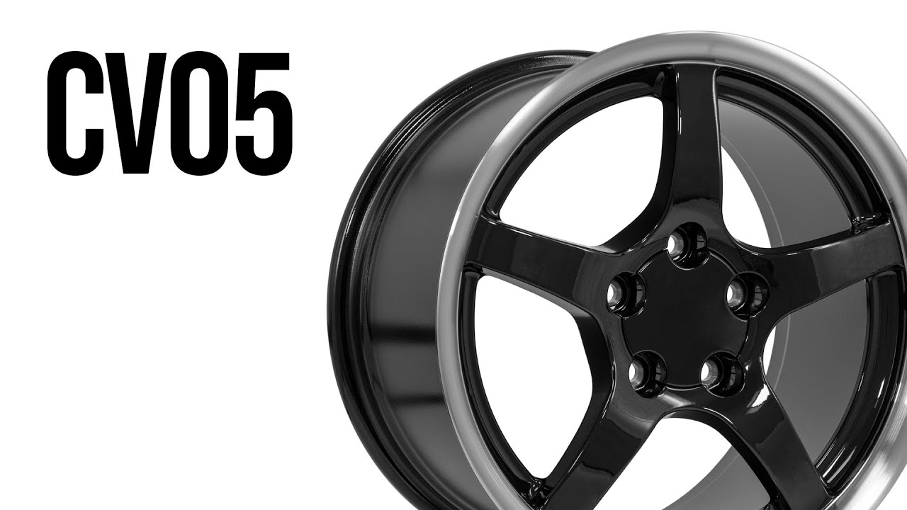 Fit's C5 Chevy Corvettes - OE Wheels CV05 Black w/ Machined Lip 17x9.5 ...
