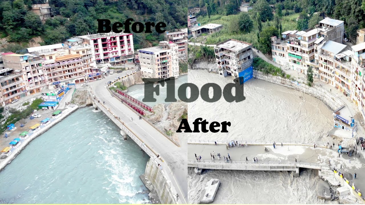 After and before Flood Aerial View of Madyan valley - YouTube