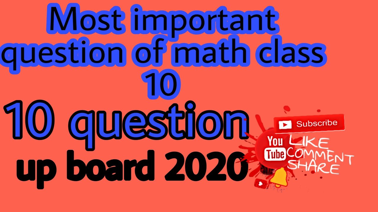 #Most important question for class 10 - YouTube