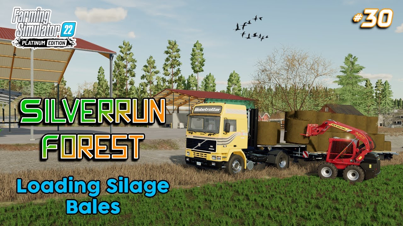 Loading Silage Bales to Low Trailer, Clearing Trees - Ep.30 - # ...