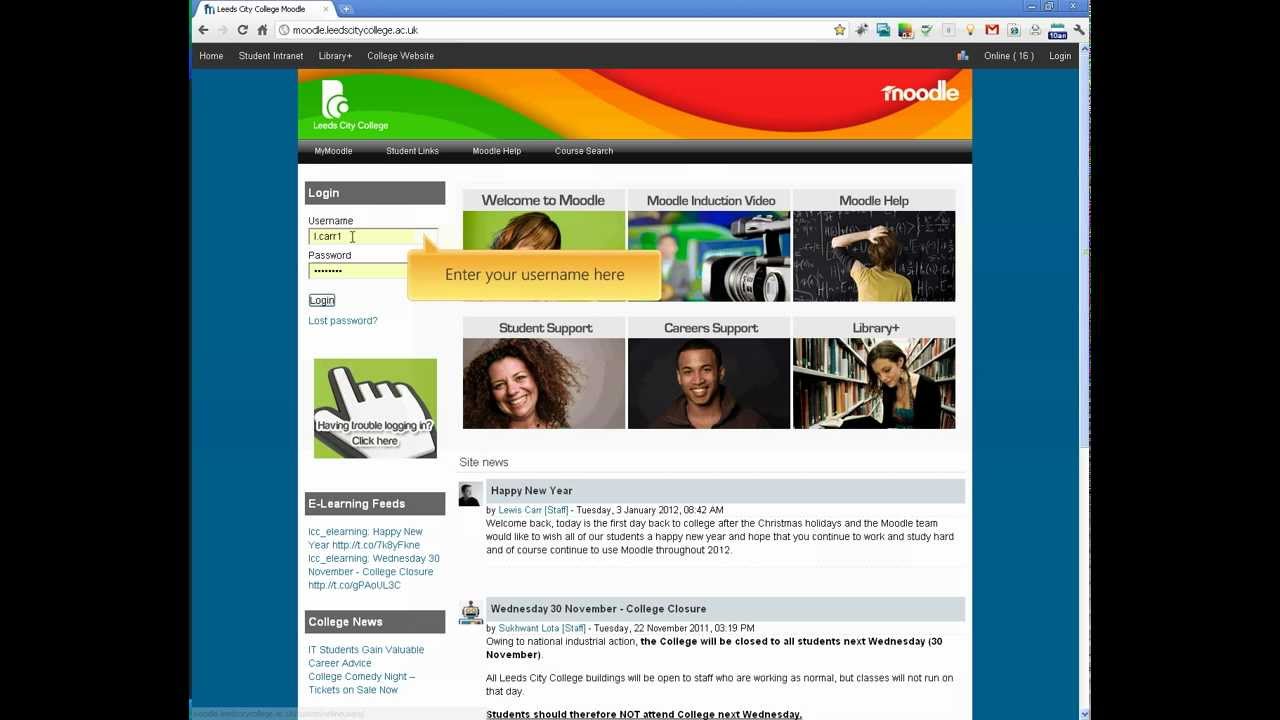 How to logon to Moodle (Leeds City College) - YouTube