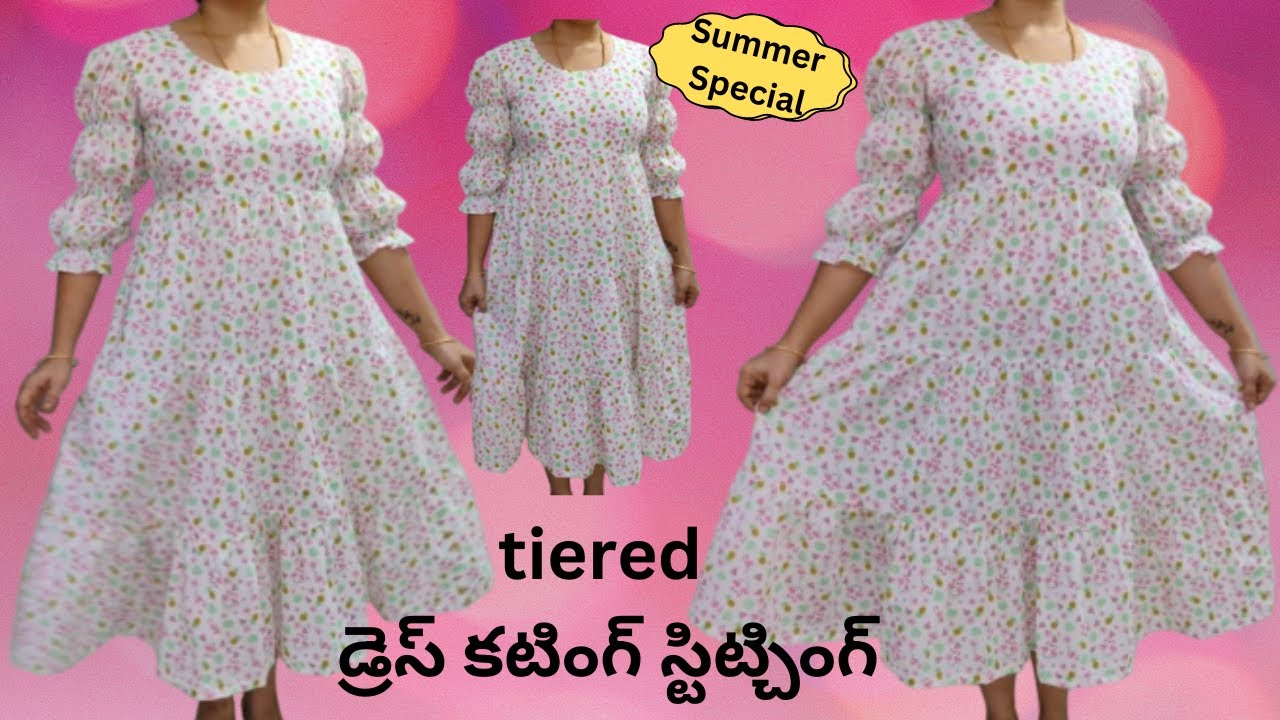 tiered/gypsy/layered cotton frock/dress cutting and stitching for ...