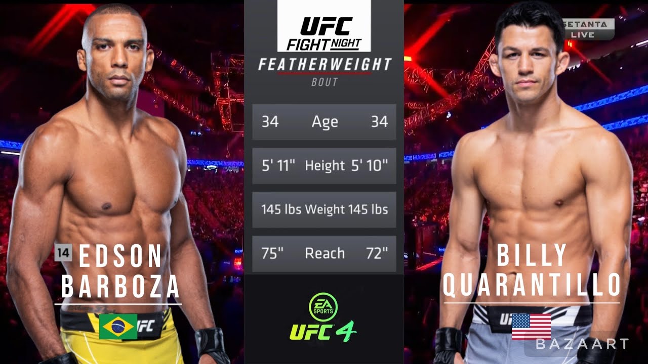 EDSON BARBOZA VS BILLY QUARANTILLO FULL FIGHT UFC ON ESPN 44 - YouTube