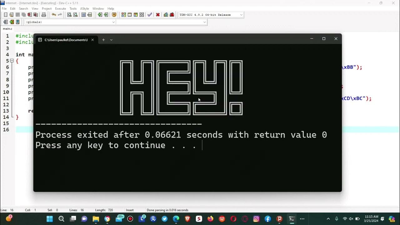 Hey Message in C-Programming using ASCII Code #C-Programming #Coding #ASCII - YouTube