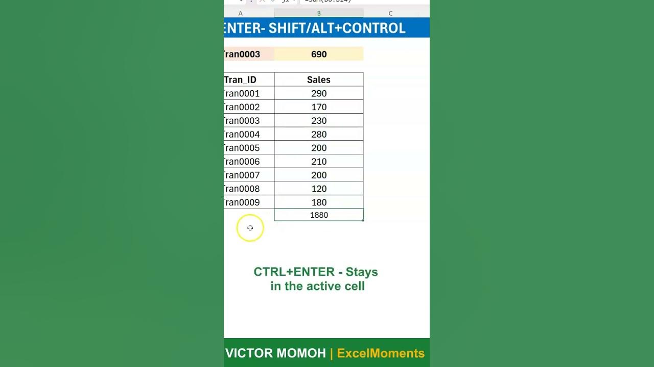 Enter Key+Shift/CTRL behaviour in excel #shorts - YouTube