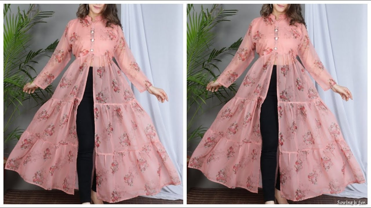 Organza front slit kurti designs, rich look in kurti - YouTube