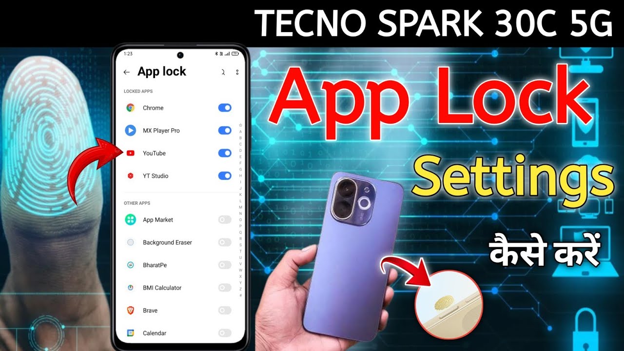 How to set app lock in tecno spark 30 pro | Tecno spark 30c me app lock ...
