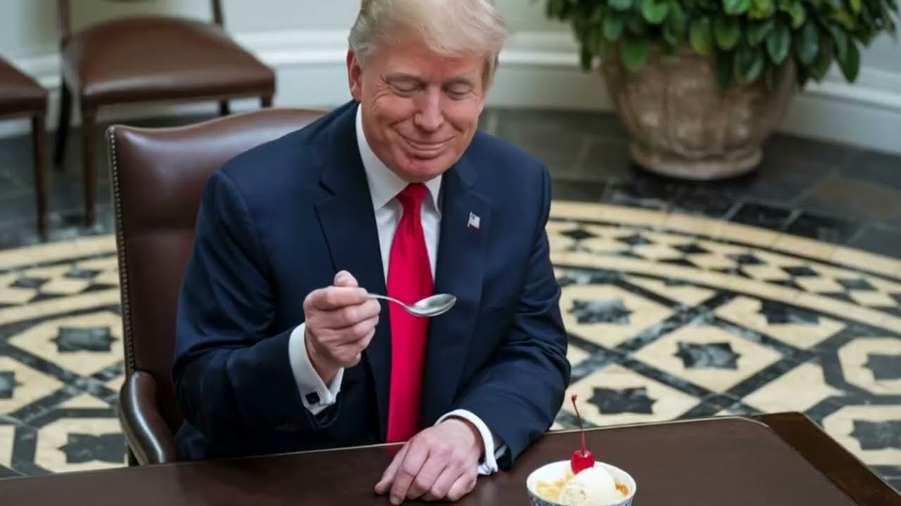 President Trump eating ice cream in 2025 - YouTube