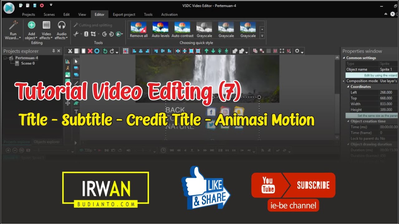 Tutorial Video Editing | 7 - Title - Subtitle - Credit Title - Animasi ...