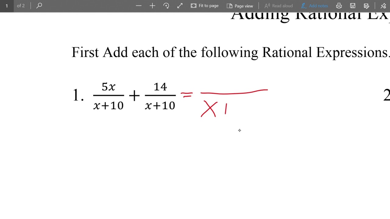 Understanding And Adding Rational Expressions