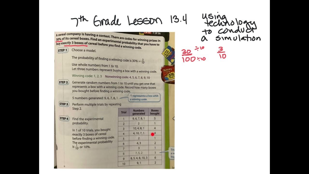 7th grade go math lesson 13.4 using technology to conduct a simulation ...