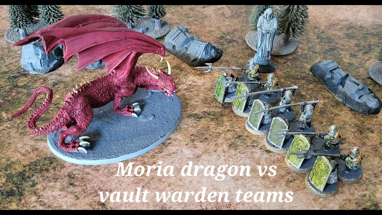 MESBG battle report. Moria dragon vs vault warden teams - YouTube