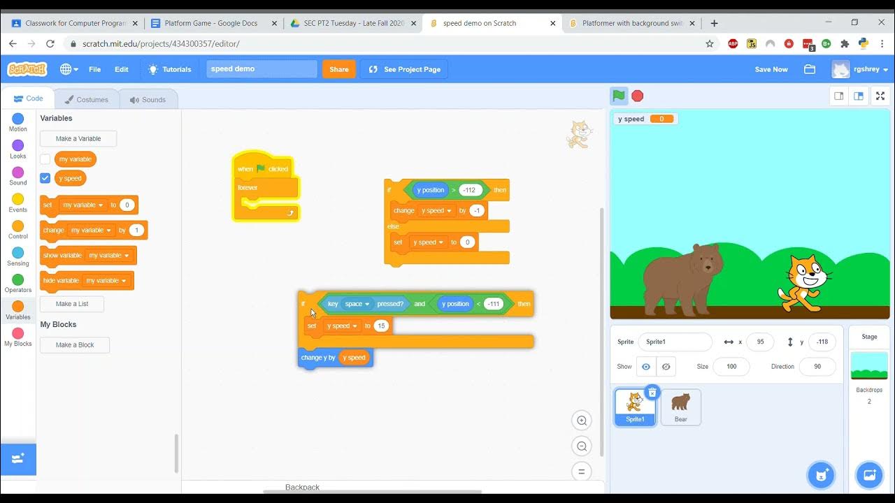 Scratch Controlling Speed With a Variable - YouTube